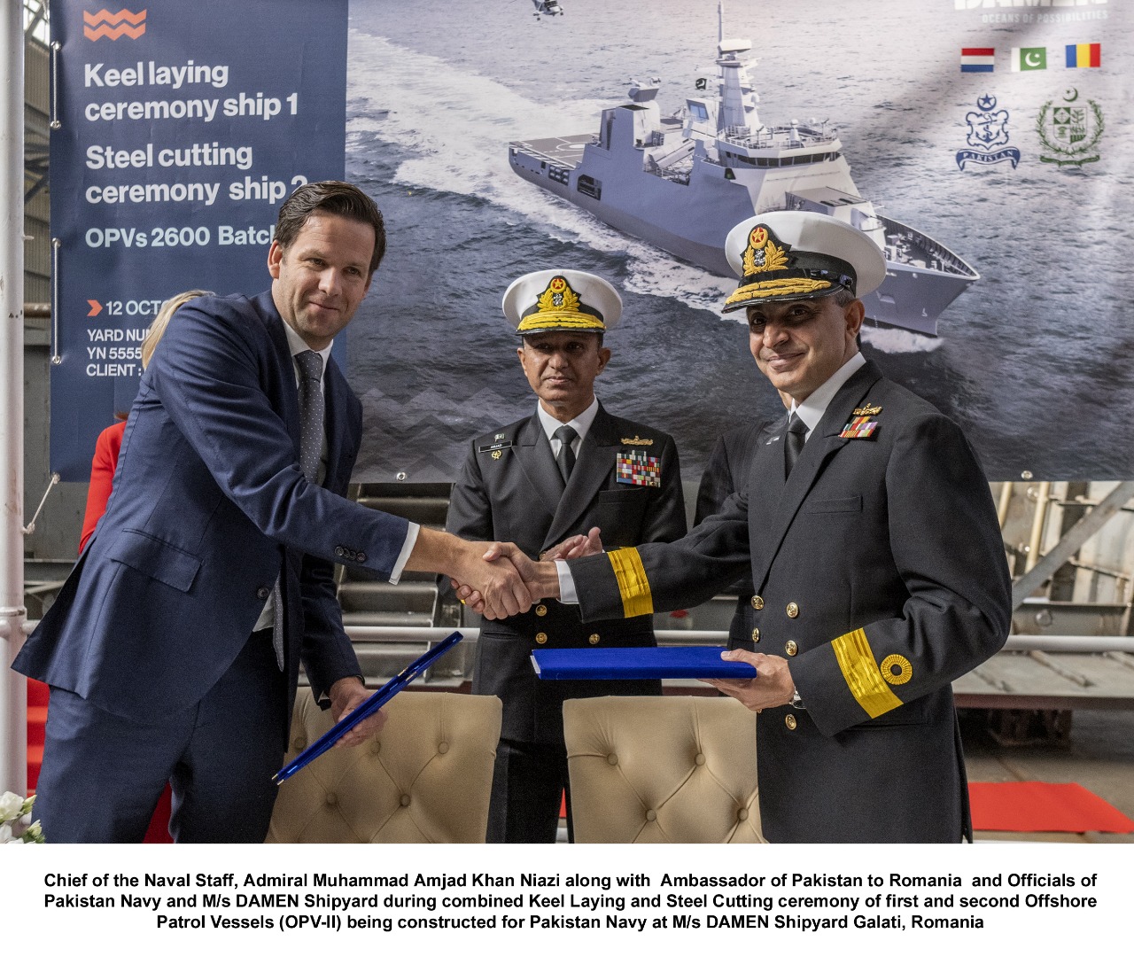 Keel laying and Steel cutting ceremony of two Pakistan Navy offshore ...