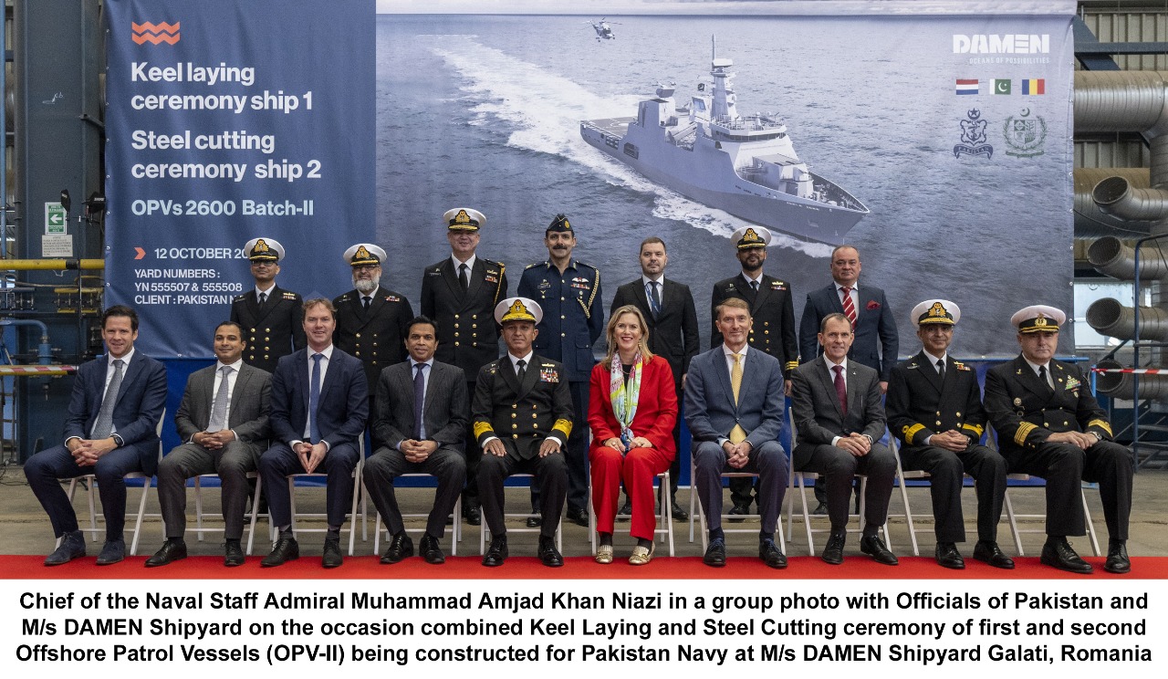 Keel laying and Steel cutting ceremony of two Pakistan Navy offshore ...
